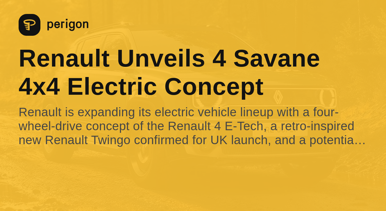 Renault Unveils 4 Savane 4x4 Electric Concept | Perigon