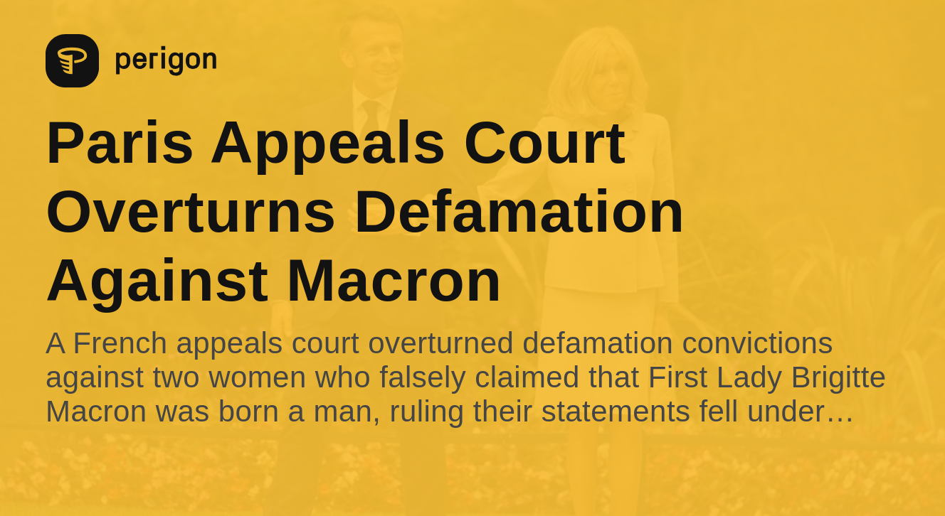 Paris Appeals Court Overturns Defamation Against Macron | Perigon