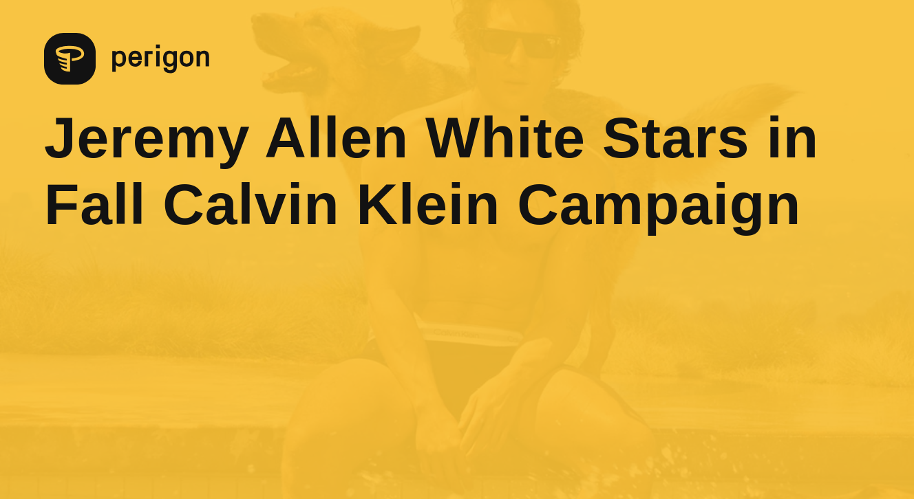 Jeremy Allen White Stars in Fall Calvin Klein Campaign | Perigon