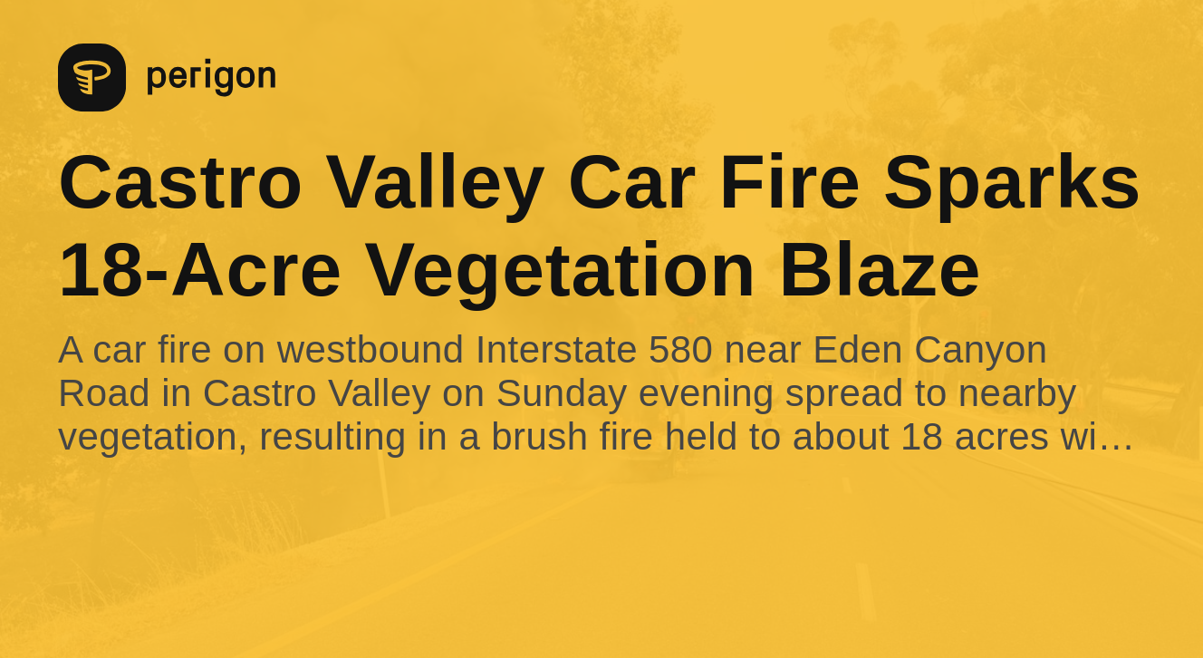 Castro Valley Car Fire Sparks 18-Acre Vegetation Blaze | Perigon