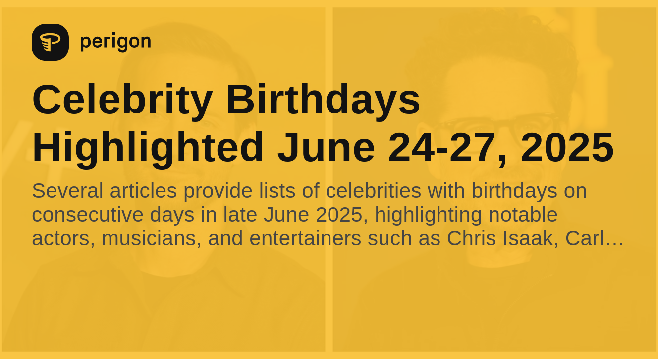 Celebrity Birthdays Highlighted June 24-27, 2025 | Perigon