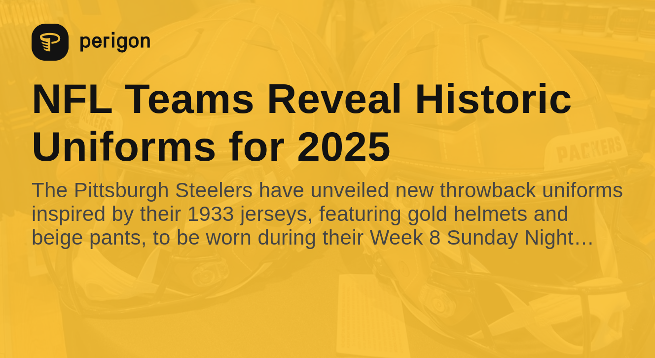Steelers Reveal 1933 Throwbacks for Packers Matchup | Perigon