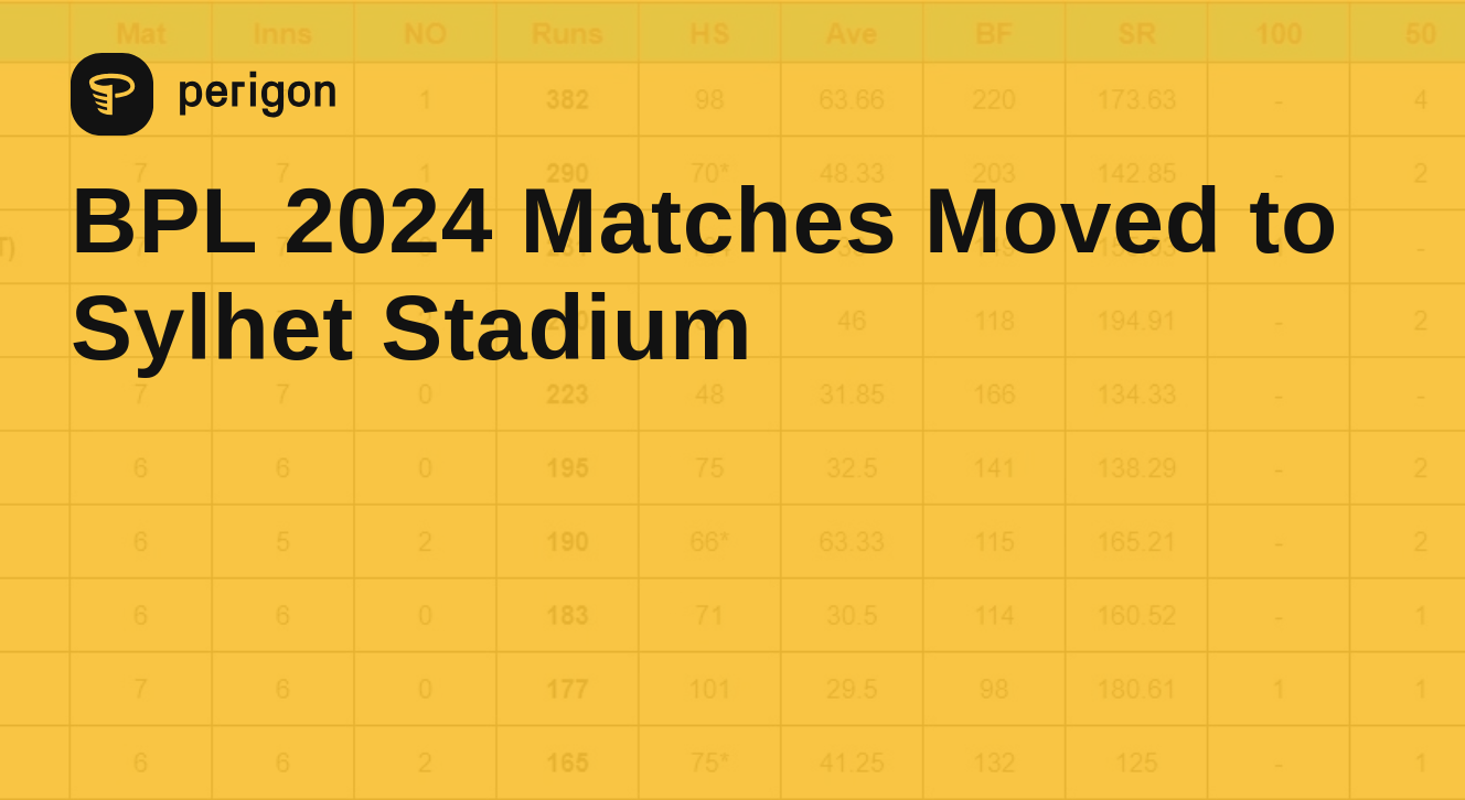 BPL 2024 Matches Moved to Sylhet Stadium | Perigon