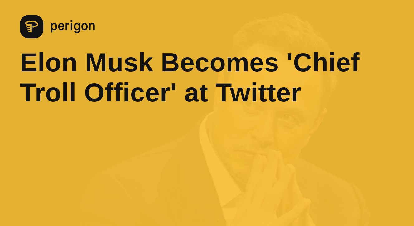 Elon Musk Becomes 'Chief Troll Officer' at Twitter | Perigon