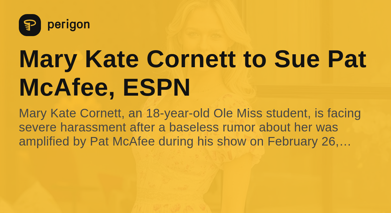 Mary Kate Cornett to Sue Pat McAfee, ESPN | Perigon