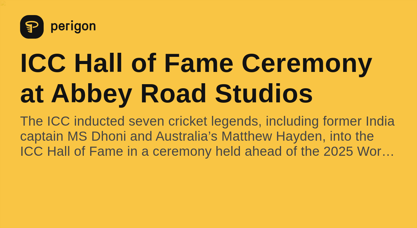 ICC Hall of Fame Adds Seven Global Cricket Legends | Perigon
