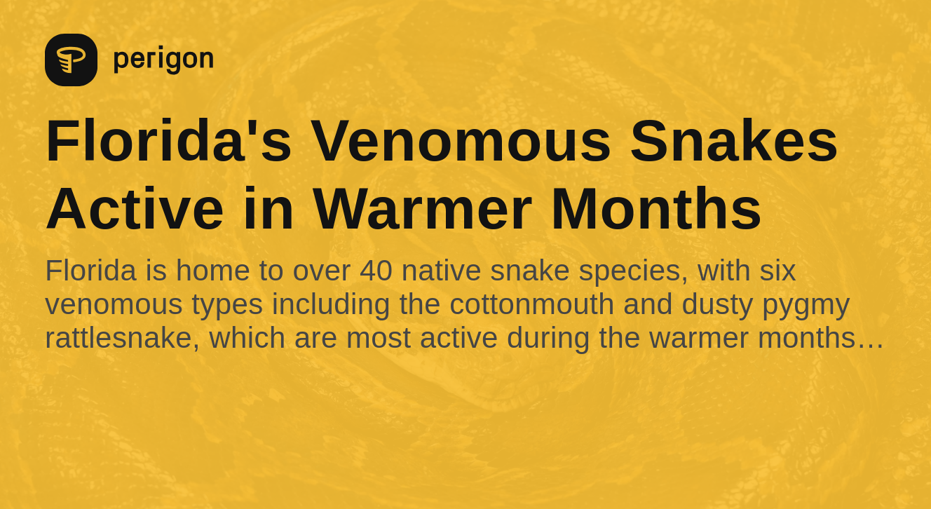 Florida's Venomous Snakes Active in Warmer Months | Perigon