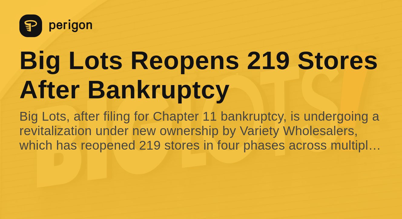 Big Lots Reopens 219 Stores Across US After Bankruptcy | Perigon