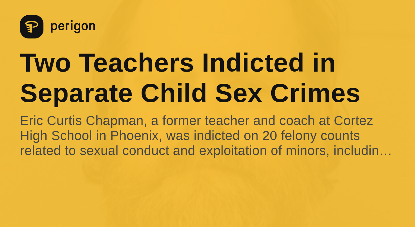 Two Teachers Indicted in Separate Child Sex Crimes | Perigon
