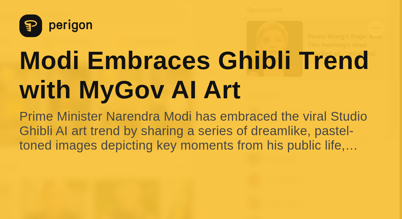Modi Embraces Ghibli Trend with MyGov AI Art | Perigon