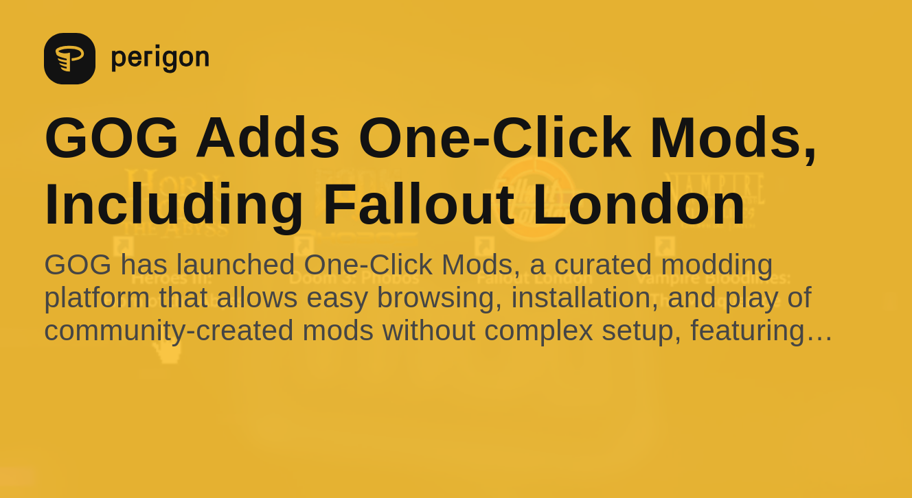 GOG Adds One-Click Mods, Including Fallout London | Perigon