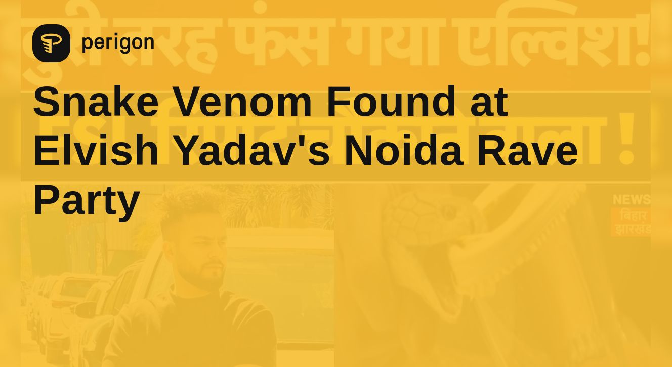 Snake Venom Found at Elvish Yadav's Noida Rave Party | Perigon